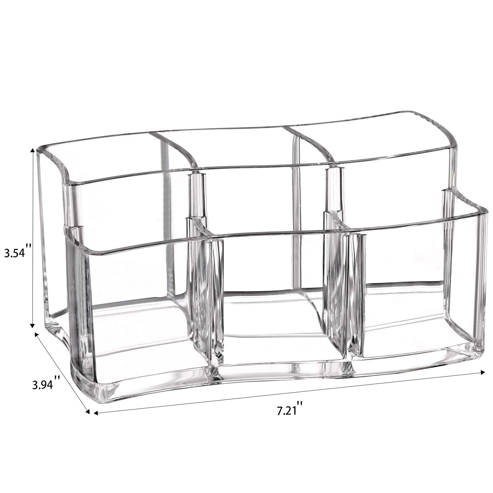 Tbestmax 6 Slot Acrylic Makeup Brushes Holder Organizer, Clear Eyebrow Pen Container Cosmetics Storage