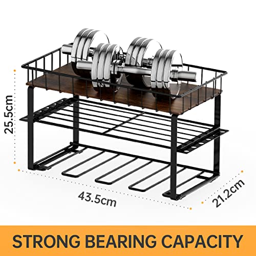 HOYRR Power Tool Organizer, Drill Holder Wall Mount, Garage Tool Organizers With 5 Drill Holders, Heavy Duty Tool Shelf With Basket, Perfect Tool Organizer Gift for Father