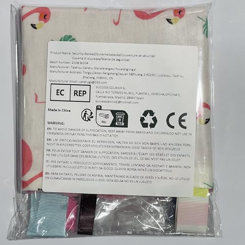 G-Tree Pink Baby Tag Comforter Taggy Blanket, Security Blanket with Multi-Coloured Tag, Taggy Plush Comforter - Pale Pink Textured Underside