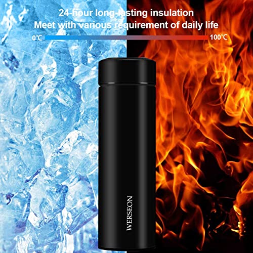 Water Bottle, Tea Infuser Bottle Thermoses Water Bottle, Travel Mug with Smart LCD Touch Screen, Keep Hot Or Cold, Car Portable Travel Tea Coffee Vacuum Thermoses Cup, Anti-collision, Leak-proof, 18oz