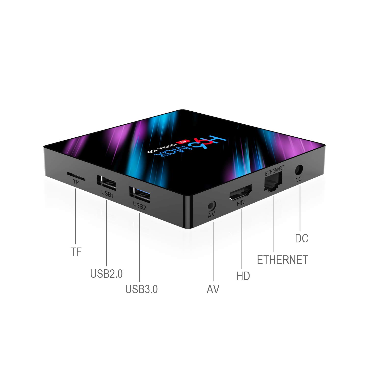 Xilibod Android 10.0 H96 Max TV Box 4GB RAM 32GB ROM, Penta-Core Mali-450, RK3318 Quad-Core 64bit Cortex-A53, H.265 Decoding 2.4GHz/5GHz WiFi Smart TV Box - Model No.: H96max 4GB 32GB