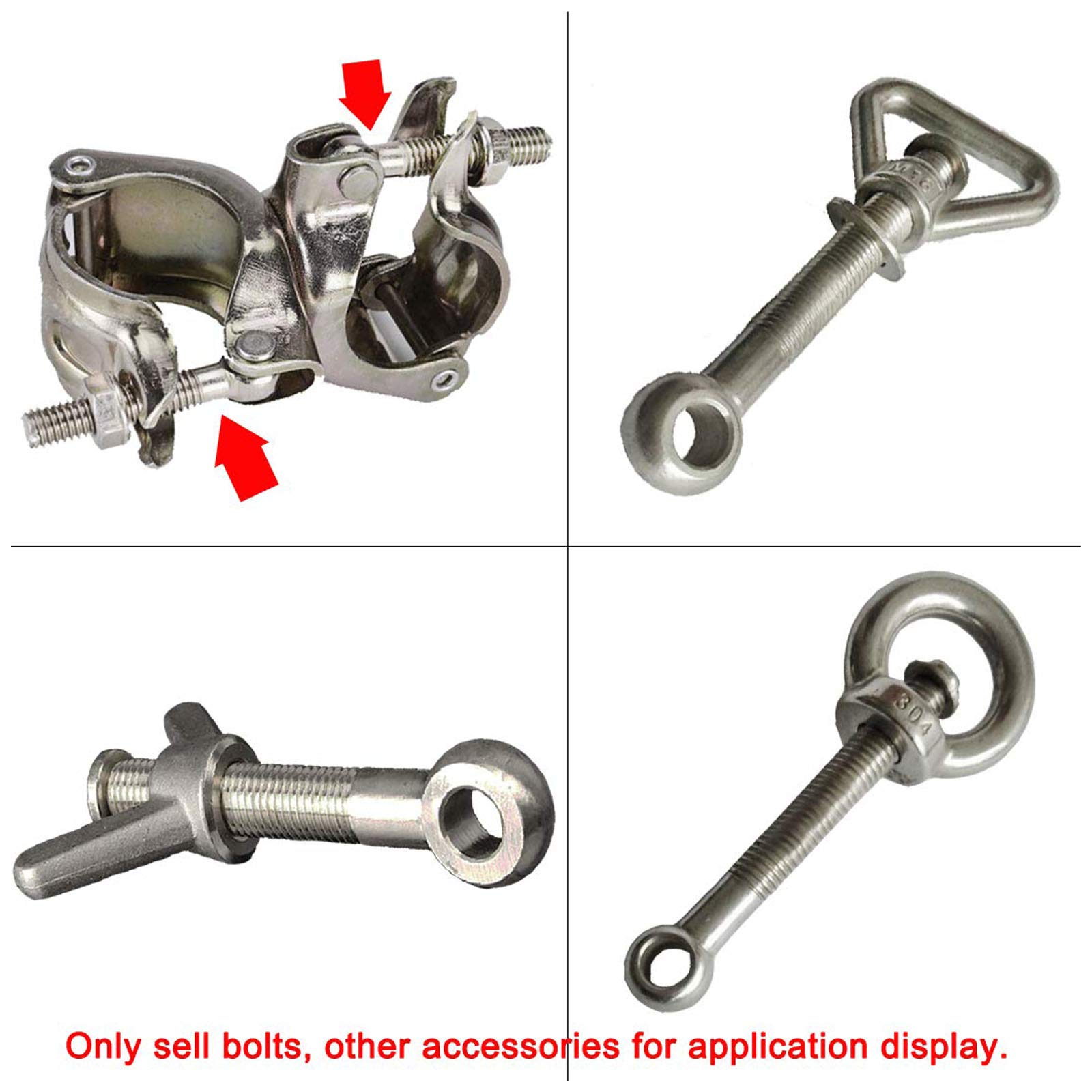 L-A M6 x 55mm Machinery Shoulder Swing Lifting Eye Bolt 304 Stainless Steel Metric Thread (8 PCS)