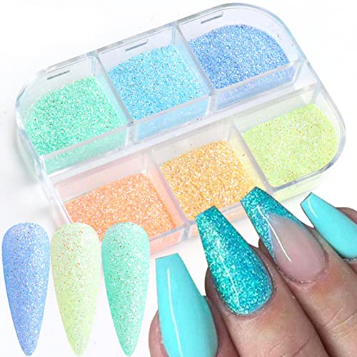 Dip Nail Remover 6 Grid/Set Nail Glitter Powder Glitter Nail Glitter Sugar Powder Irregular Particle Nail Styling Powder Set Nail Decoration Nail Glitter(B-A)