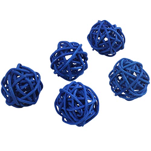Andifany 12 pcs 3cm Rattan Wicker Ball for Garden, Wedding, Party Decoration (Royal Blue)