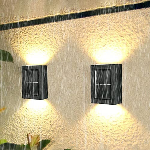 LUOFDCLDDD Spotlight,2Pcs Solar Wall Sconce Lamp up and Down Wall Lighting Garden Decoration, Solar Sensor Security Lights, Led Square Outdoor Spotlight, Exterior Wall Lamps for Garden Patio Yard/RGB