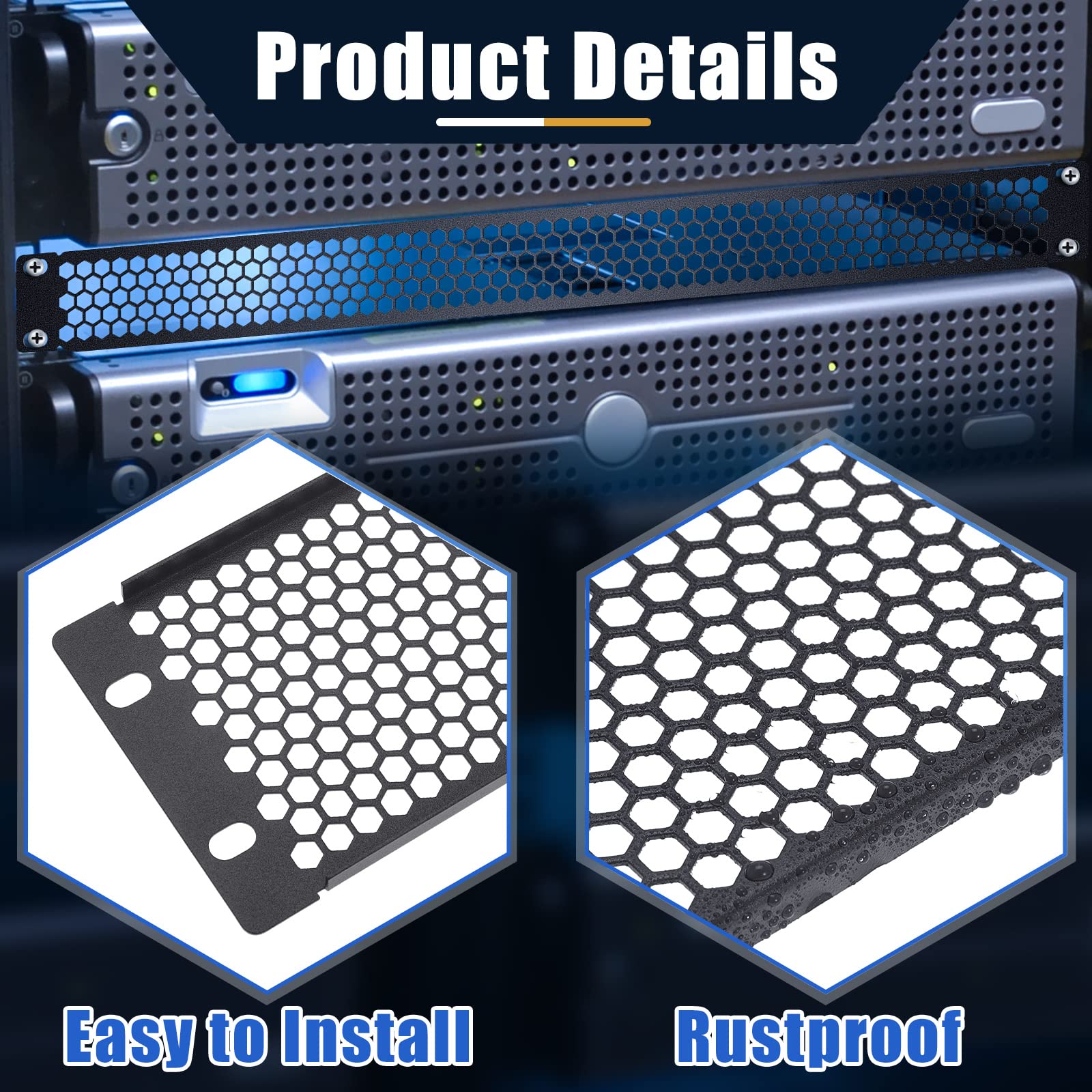 3 Pcs Vented Blank Rack Mount Panel Plate Rack Mount Shelf 1U 2U 4U Blank Panel Vent Recording Studio Rack Accessories for 19 Inch Equipment Cabinet Server Rack, Black