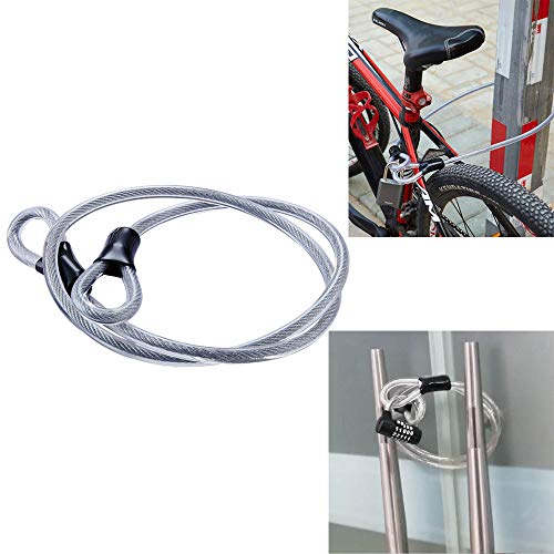 Stainless Steel Safety Cable,Double Loop Braided Steel Cable Flexible Lock Cable Lock 3/8 inch U-Lock,Padlock,Transparent Wire Rope with Ring, Electric Door, Bicycle,Glass Door Lock, Door Handle,