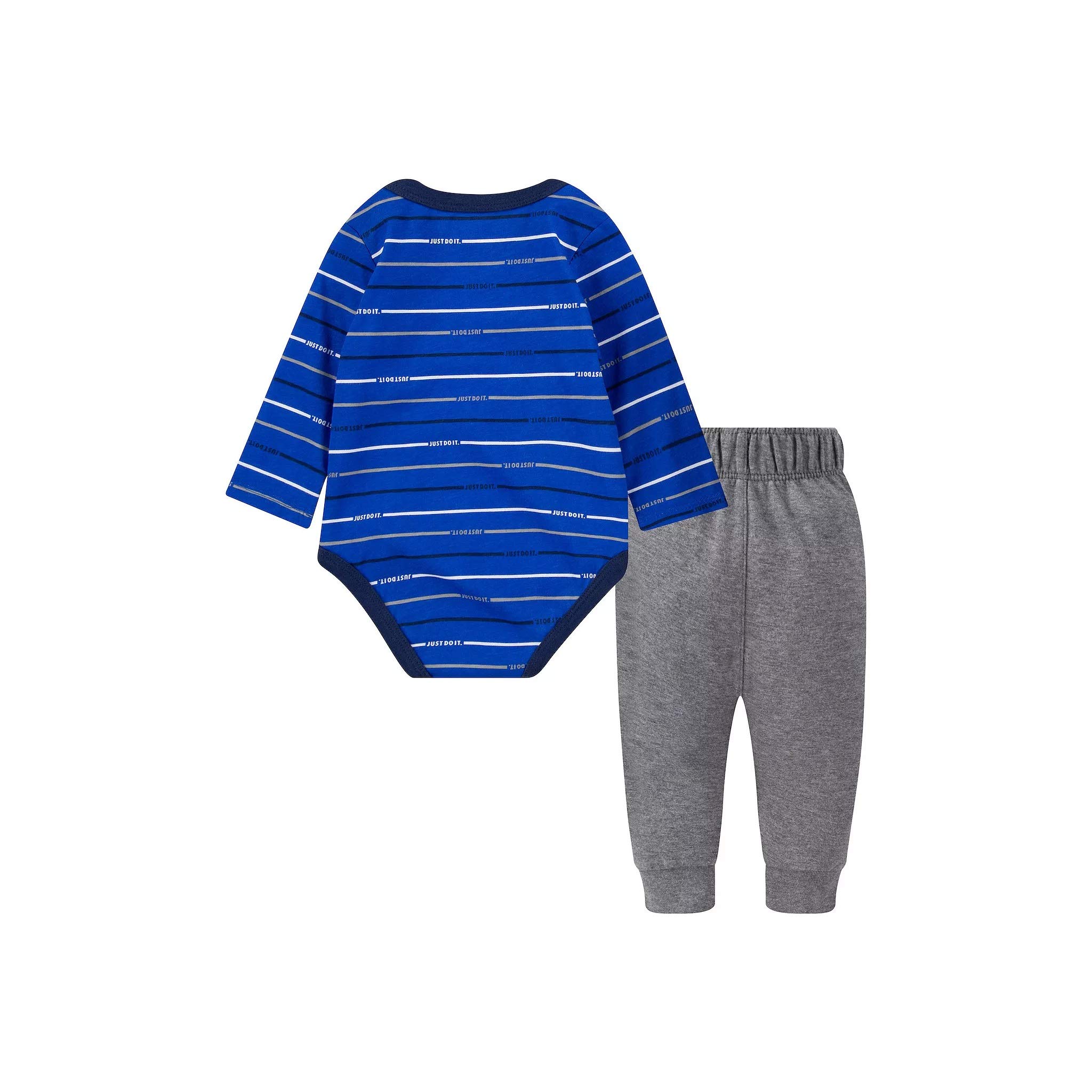 Nike Boy`s Striped Bodysuit & Pants 2 Piece Set (Blue(5MH032-GEH)/Grey, 3 Months)