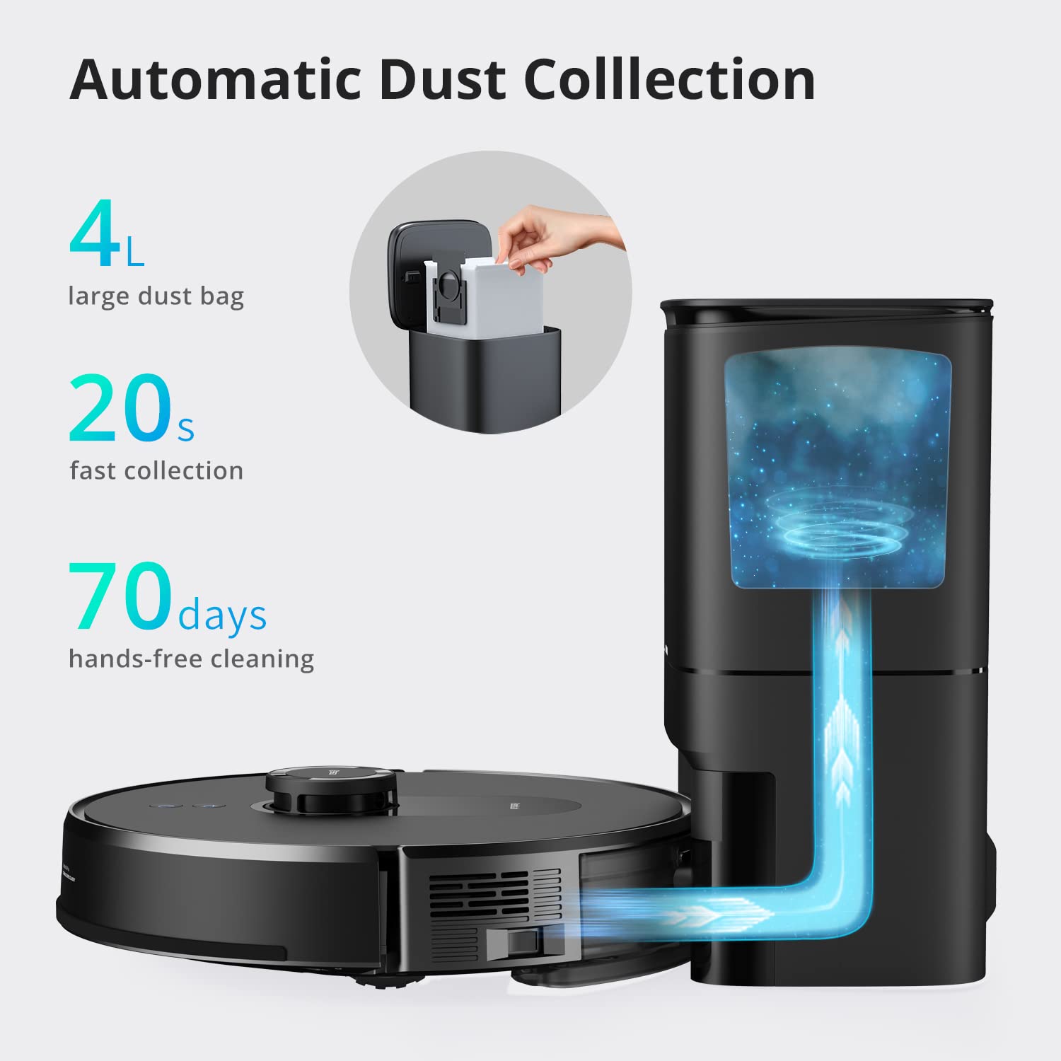 360 S8 Plus Robot Vacuum and Mop Combo, Botslab Self-Empty LIDAR Navigation Smart Mapping Robot, 2700Pa Suction, Carpet Detection, Work with Alexa, WIFI, APP, Ideal for Pet Hair, Hard Floor and Carpet