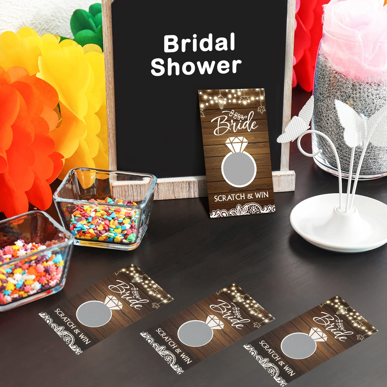 60 Sheets Rustic Bridal Shower Scratch off Game Wedding Games, Bridal Shower Scratch off Cards, Scratch off Winner Tickets Lottery Raffle Tickets Wedding Shower Ideas for Guest Party Favors Prize Gift