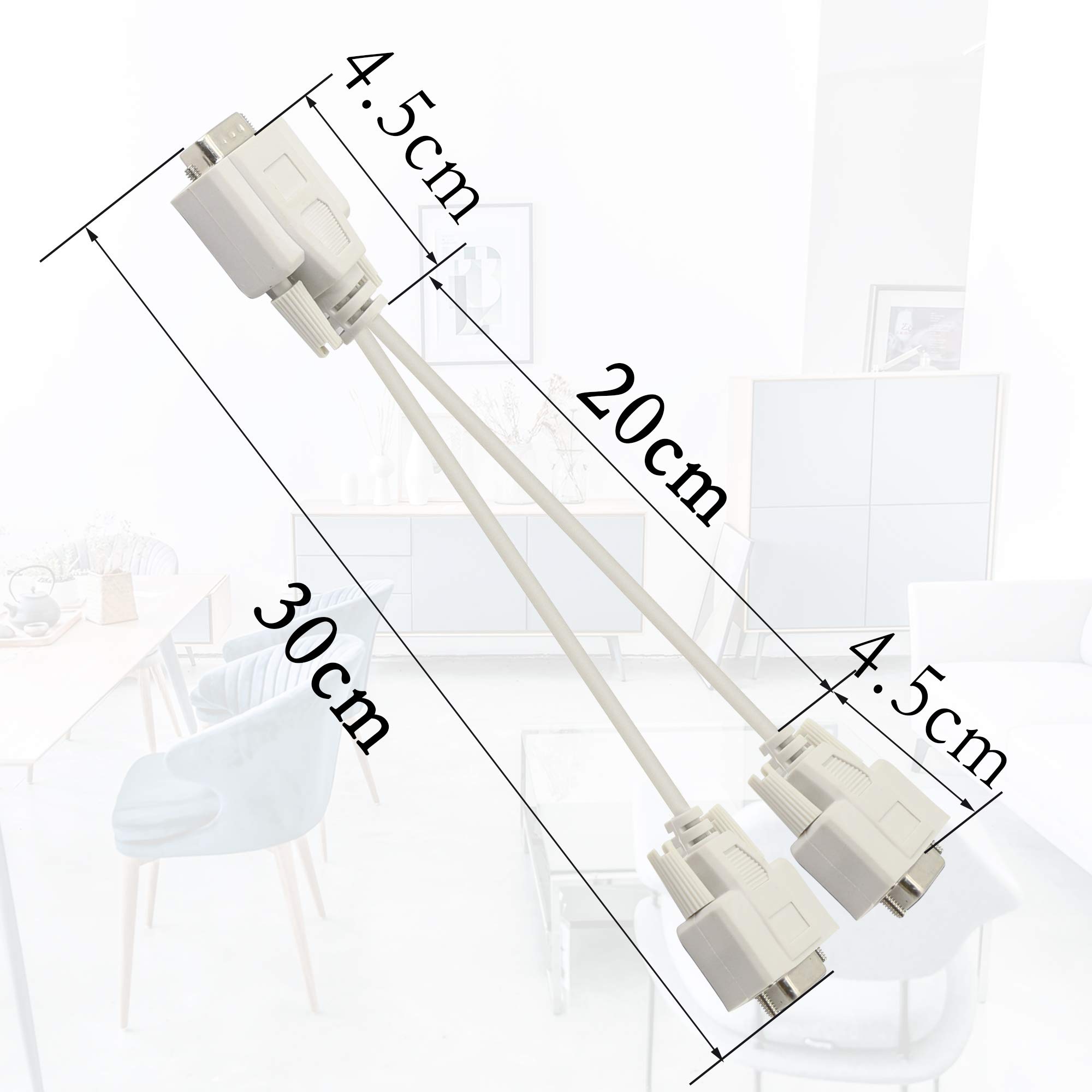 PNGKNYOCN 30cm DB9 Y Splitter Cable DB9 9 Pin 1 Male to 2 Female Rs232 Serial Splitter Adapter Straight-Through Cable YOUCHENG for Connect Various Serial Interface Devices