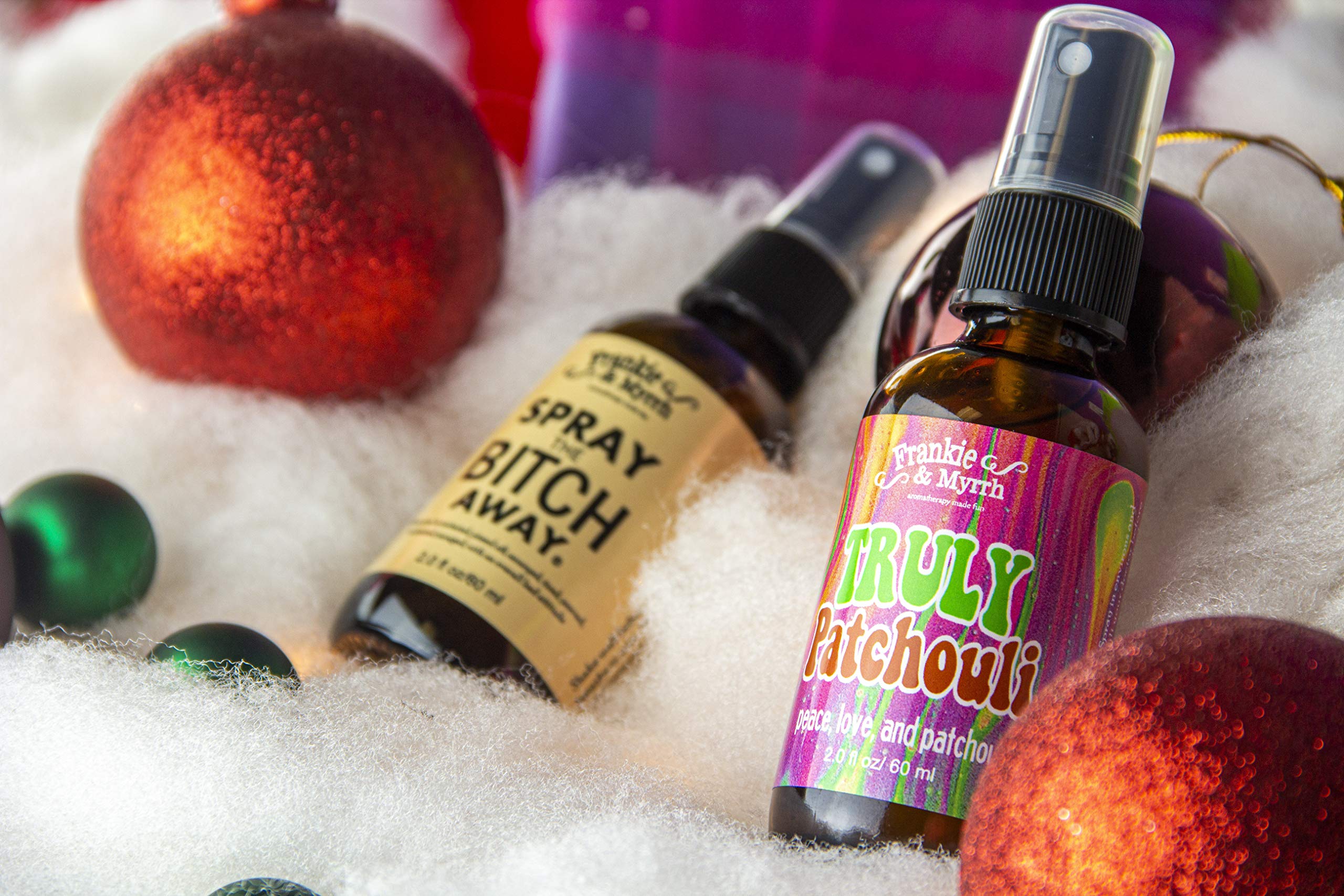 Frankie and Myrrh | Truly Patchouli and Spray the B Away 2-Pack Room Spray and Body Mist Aromatherapy | Essential Oil Natural Light Perfume/Cologne for Relaxation, Energy