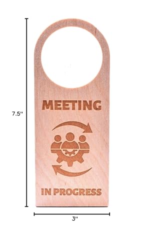 Meeting in Progress, Do Not Disturb Sign, Door Hanger - Engraved in Plywood