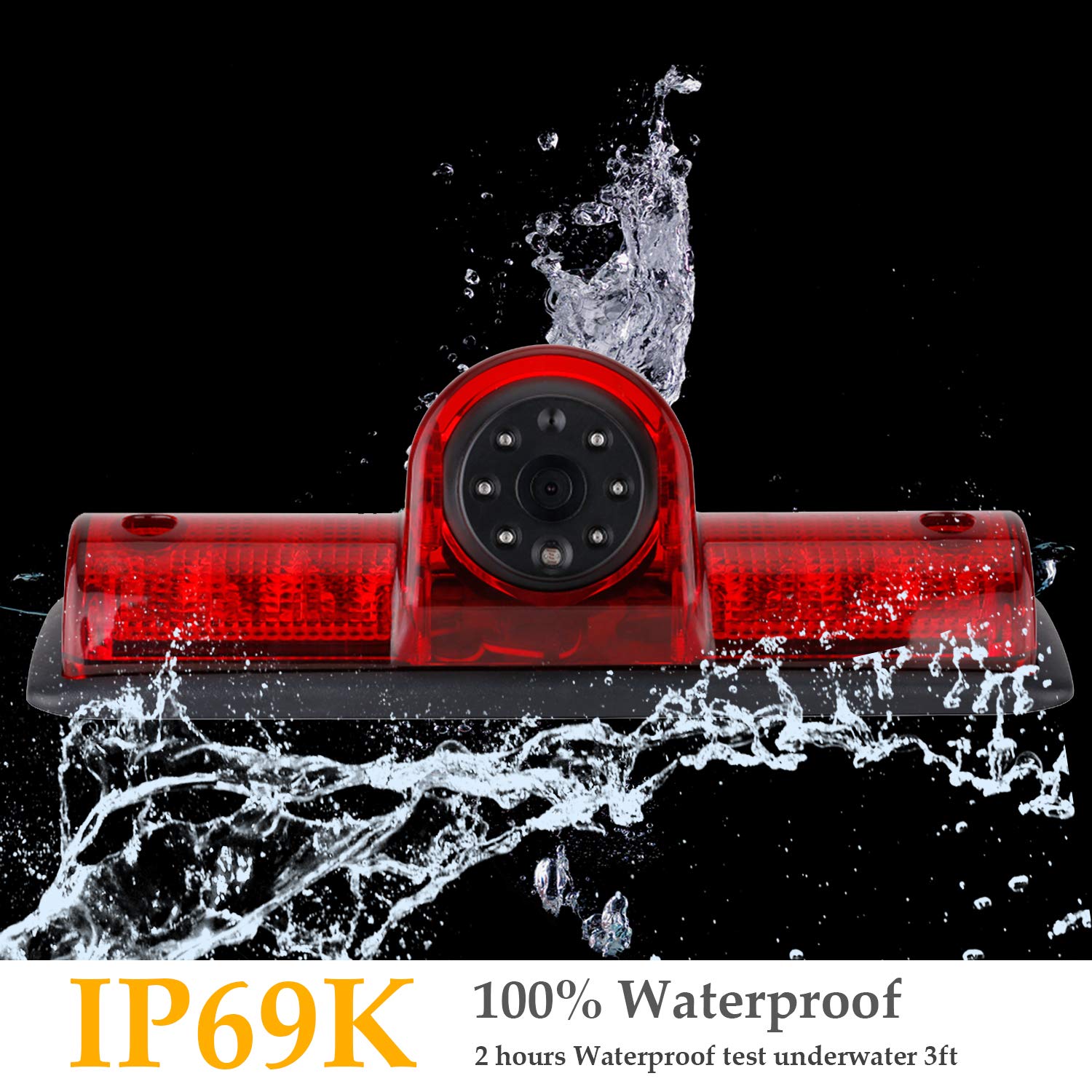 3RD Brake Light Rear View Backup Parking Reversing Camera with 7.0 Inch LCD Monitor Kits for Transporter NV 1500 2500 3500 NV Cargo Van(2012-2019)