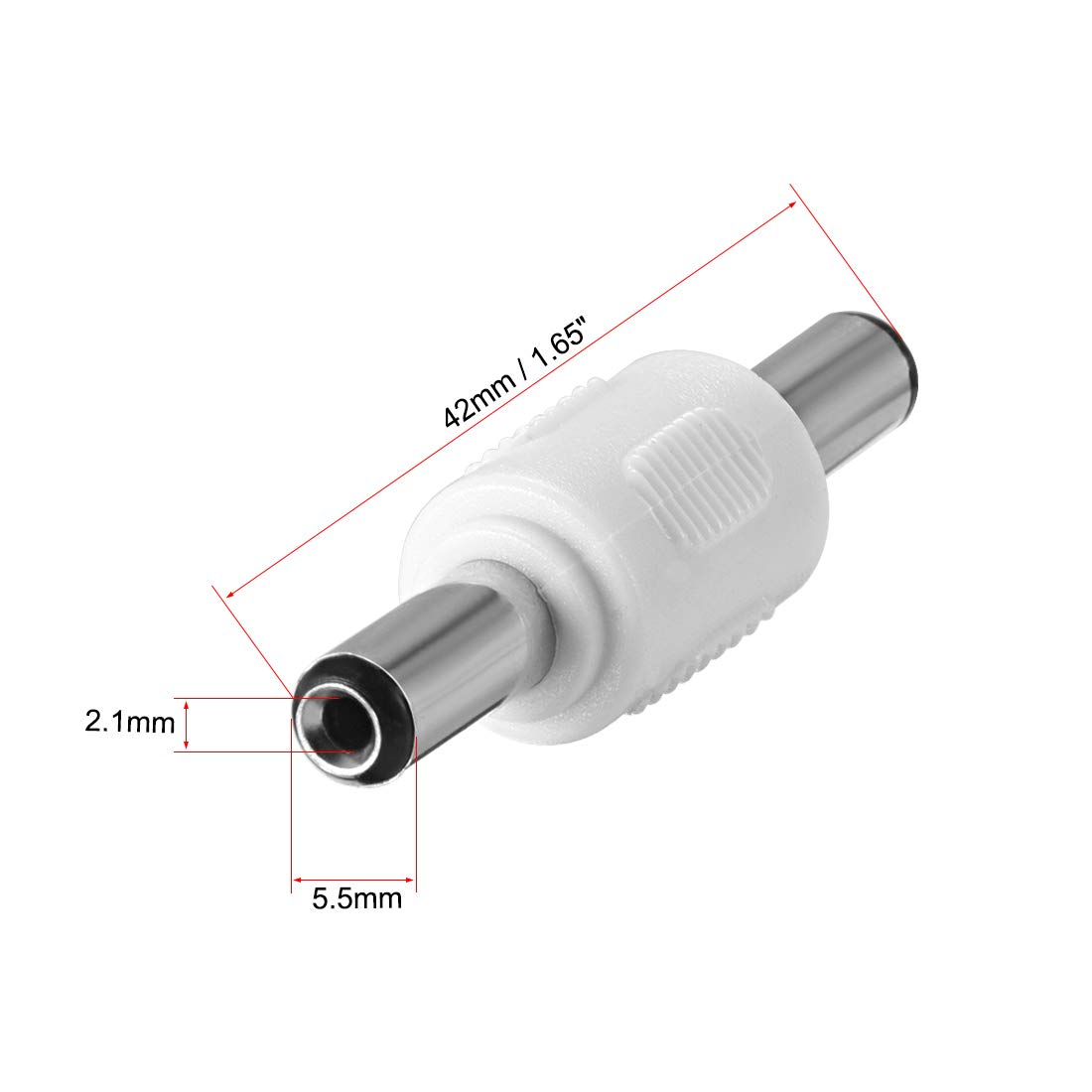 uxcell 10Pcs DC Power Connector Adapter 5.5mmx2.1mm Male to Male Plug Cable Jack Converter for Laptop CCTV Camera Strip Lighting White