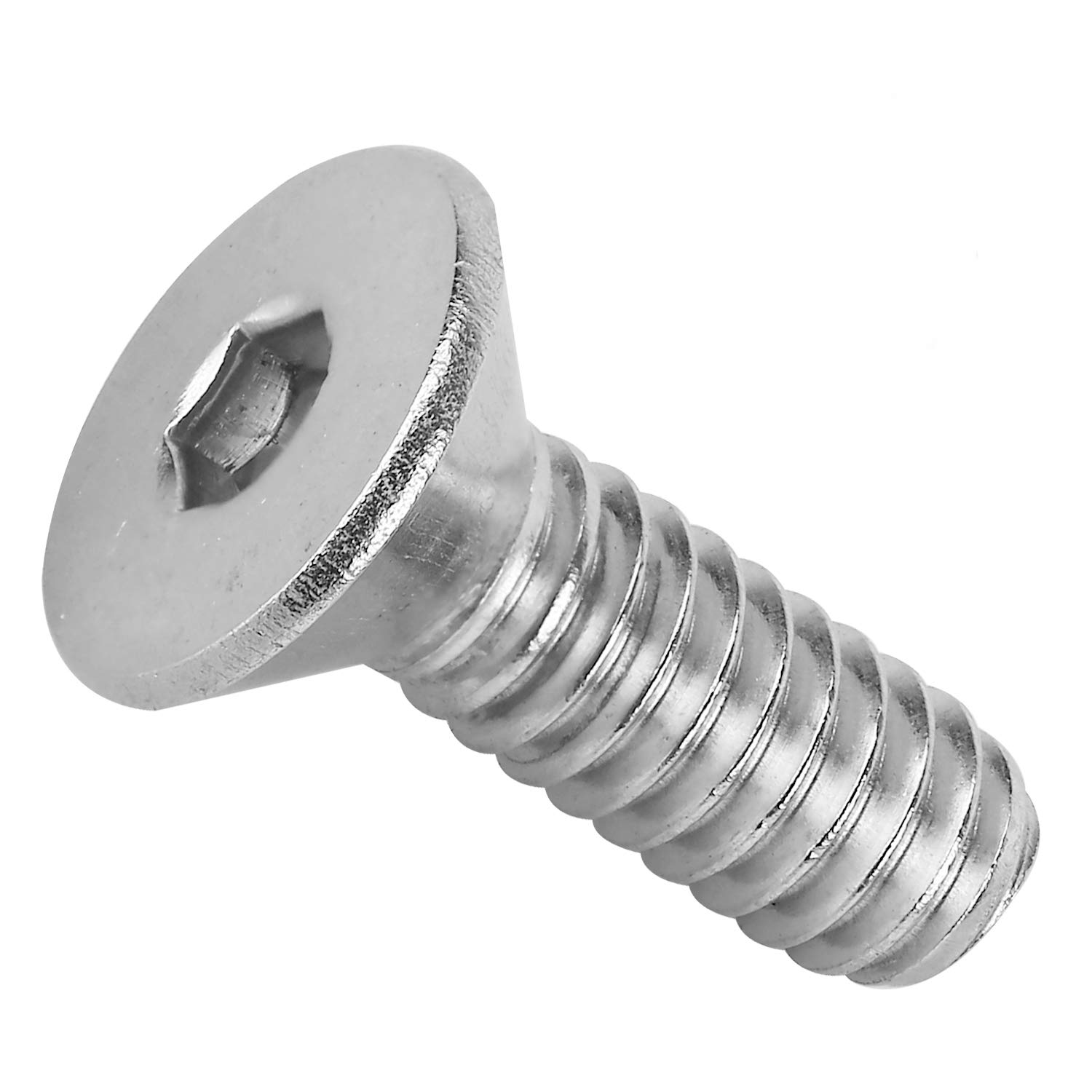 KINJOEK 100 Packs 1/4-20 x 3/4 Inch Flat Head Socket Cap Screws, Allen Hex Socket Drive Countersunk Bolts, 304 Stainless Steel 18-8, Full Thread, Bright Finish, Heavy Duty Hexagon Machine Screw
