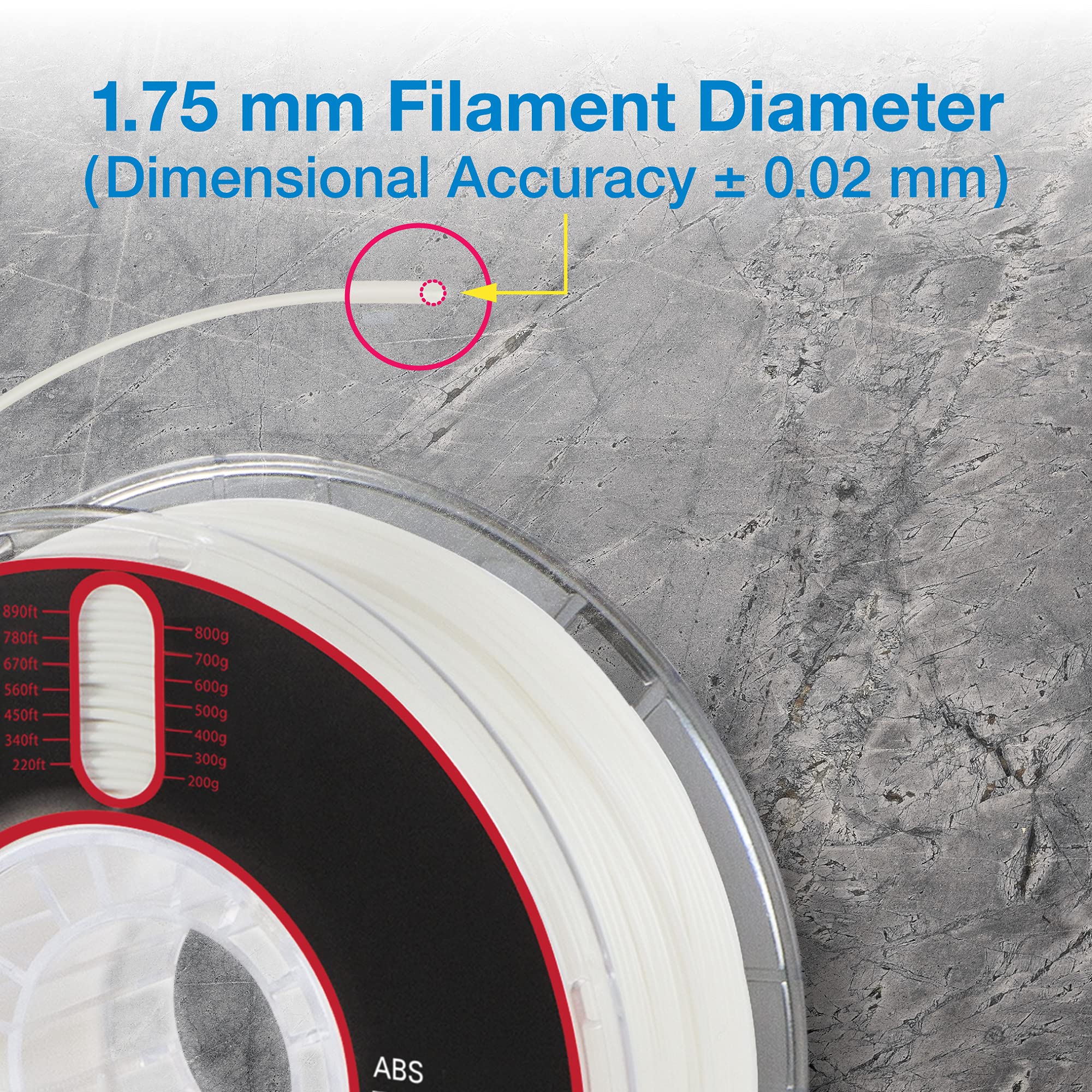 BUMAT ABS 3D Printer Filament, 1.75mm (Red), 1kg Spool (2.2lbs), Guaranteed Fresh, Dimensional Accuracy +/- 0.02mm, Tangle-Free, Fits Most FDM Printers [Risk-Free]