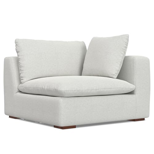 SIMPLIHOME Jasmine 3-Seater Modular Sofa in Velvety Chenille Polyester-Blend Performance Fabric, Cloud Grey, 125-inches Wide, Handcrafted Contemporary-Style Couch for Living Room