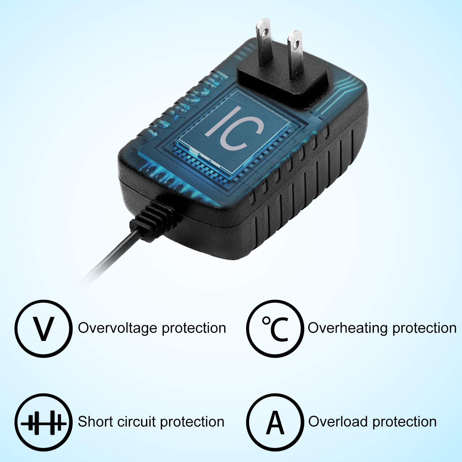 DC 12V 2A Power Supply, 12Vdc 2Amp AC Adapter 100V-240Vac to DC 12 Volt 0-2 Amp Wall Charger for LED Strip Light, CCTV Camera, HUB, Router