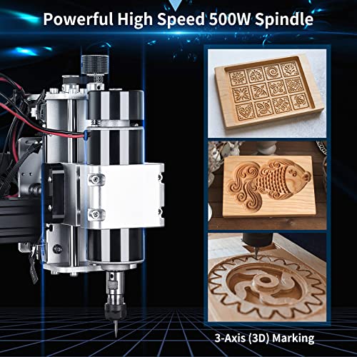 500W CNC Router Machine, 4540 CNC Router Machine with 500W Spindle 3-Axis Desktop CNC Machine for Woodworking Metal Acrylic MDF Nylon Carving Cutting Engraving Mill(Working Area430x390x22mm)