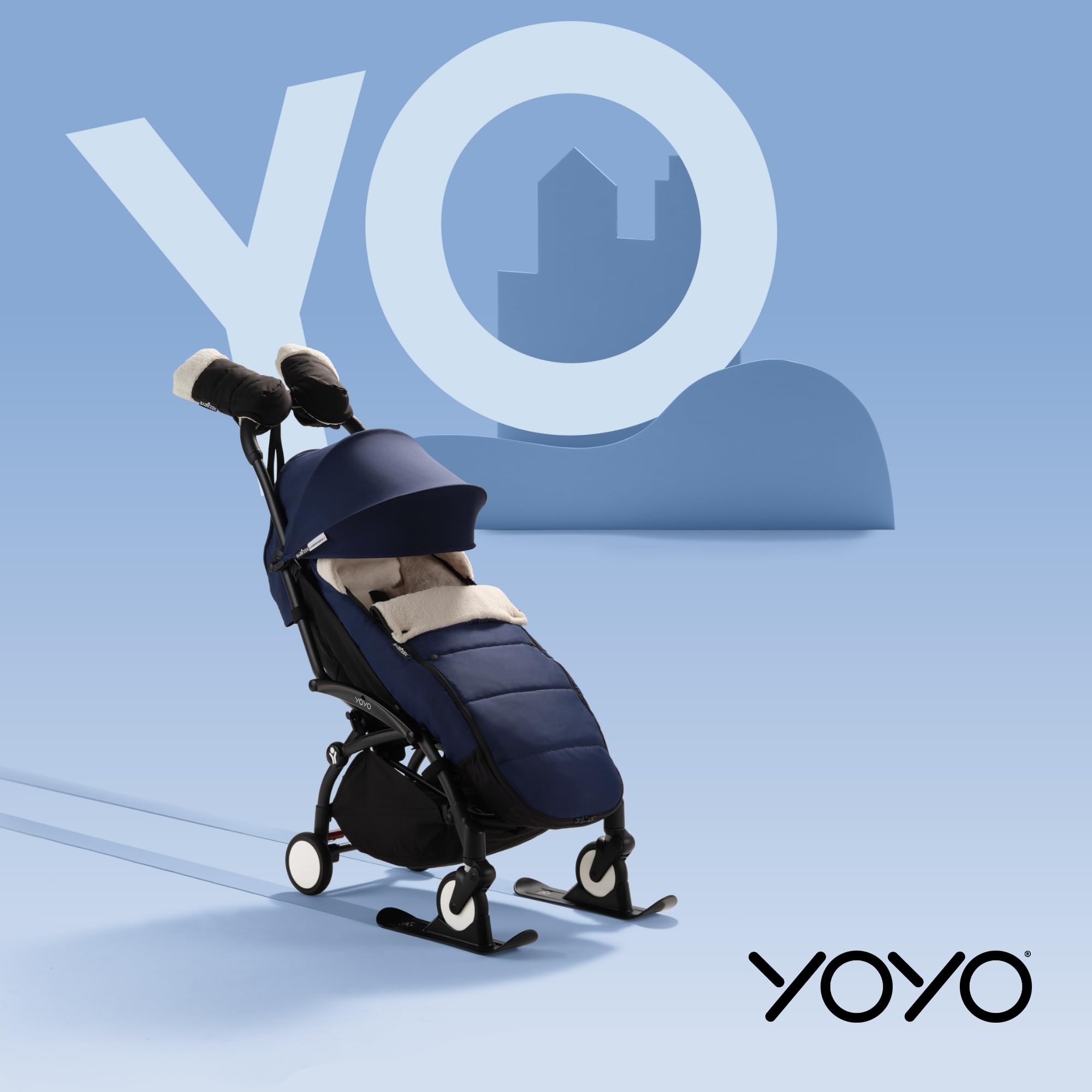 BABYZEN YOYO Footmuff, Black - Sherpa Lining & Fleece Hood with Drawstring to Keep Baby Warm - Includes Carrying Bag - Machine Washable