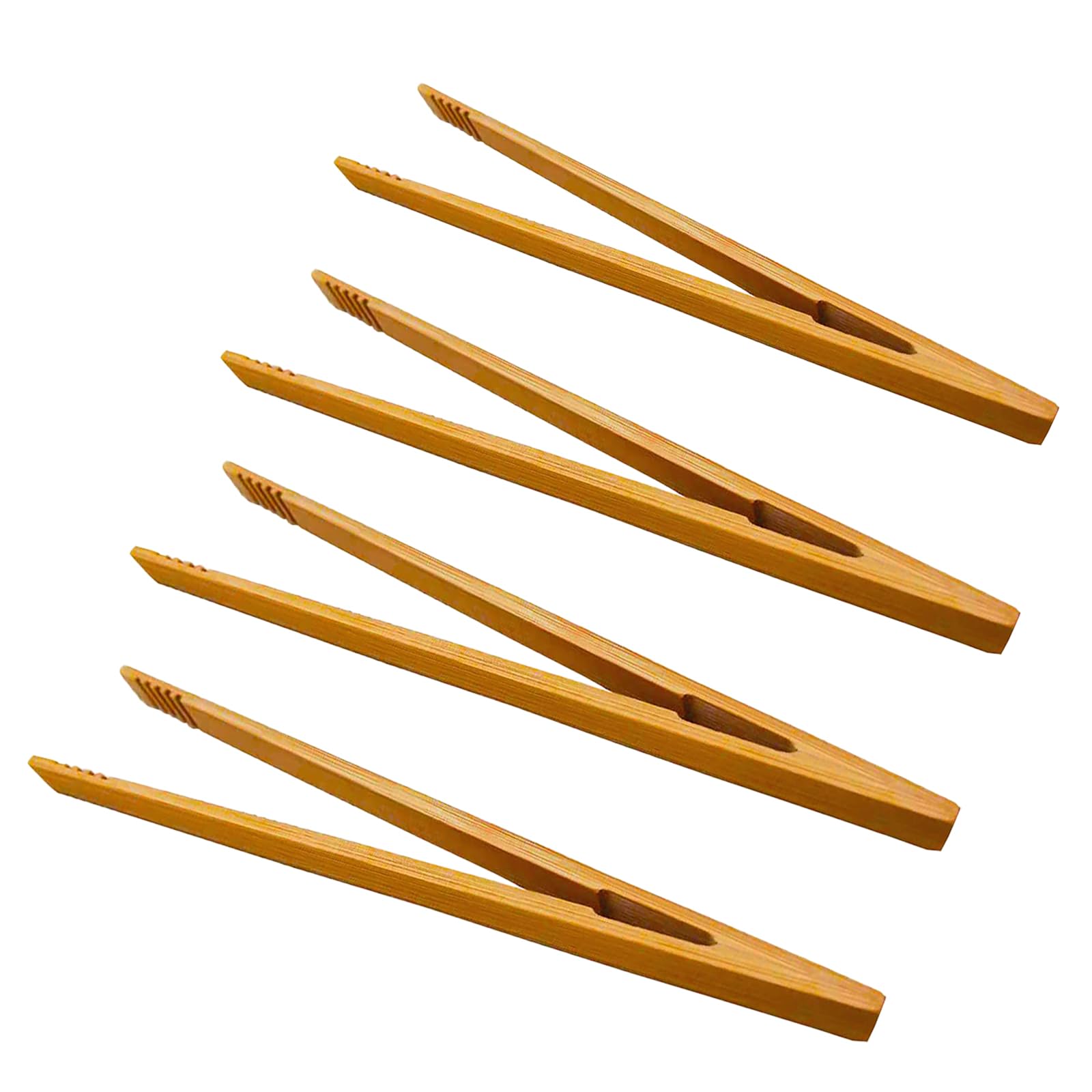 4 Pieces Natural Bamboo Toast Tongs, wood tongs, wooden tongs, bamboo tongs,10.2 Inches Long Tongs with Anti-slip Design,for cooking, toaster.