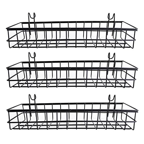 Prettyia 3 pieces Metal Wire Basket Rack Mountable Wire Organizer Storage Flower Pot Display Decor