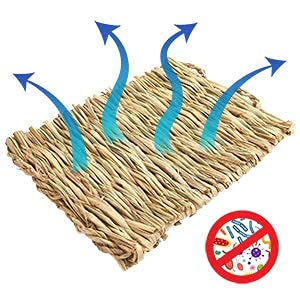 PrimePets Grass Mat for Rabbits Bunny, 3 Pack, Woven Hay Mat for Small Animals, Natural Straw Bedding Resting Cage Mat for Guinea Pig Parrot Chinchilla Hamster Rat