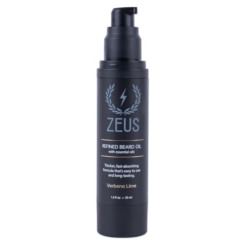 ZEUS Refined Beard Oil, Long Lasting, Thick & Fast Absorbing Oil, Leave In Beard Conditioner – MADE IN USA (Verbena Lime) 2 oz.
