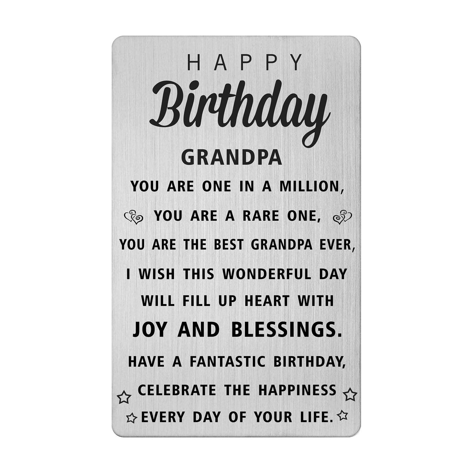 ABNTY Grandpa Happy Birthday Card, Great Grandfather Birthday Gifts Ideas, Metal Engraved Birthday Greeting Card for Grandpa Grandfather