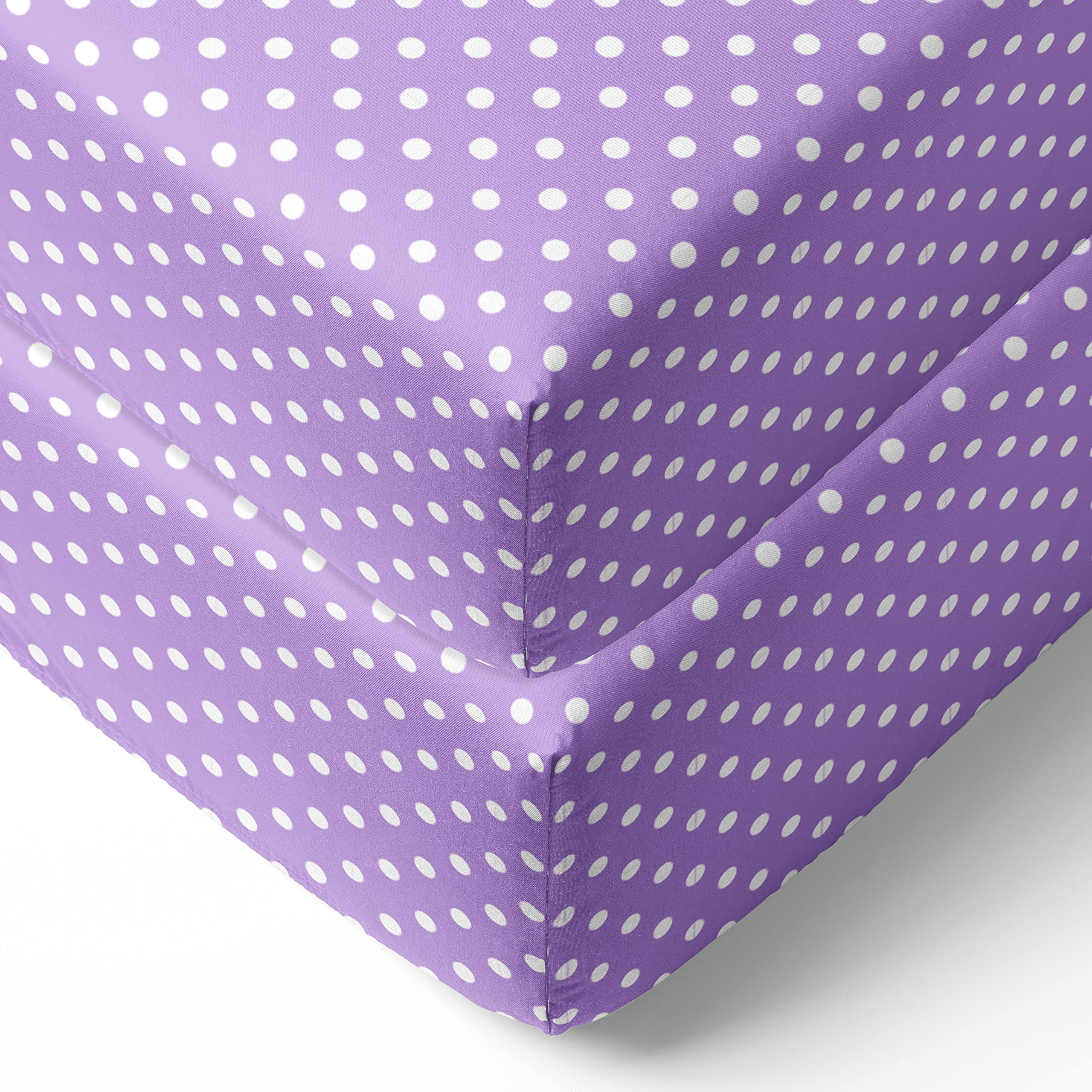 Bacati - 2 Pack Mix and Match Pin Dots Girls 100% Cotton Universal Baby US Standard Crib or Toddler Bed Fitted Sheets (Pin Dots, Purple)