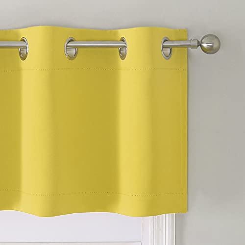 SeeGlee Mustard Yellow Grommet Valance for Nursery,Thermal Insulated Light Reducing Drapes for Kids Room(1 Panel,54 W by 18 L)