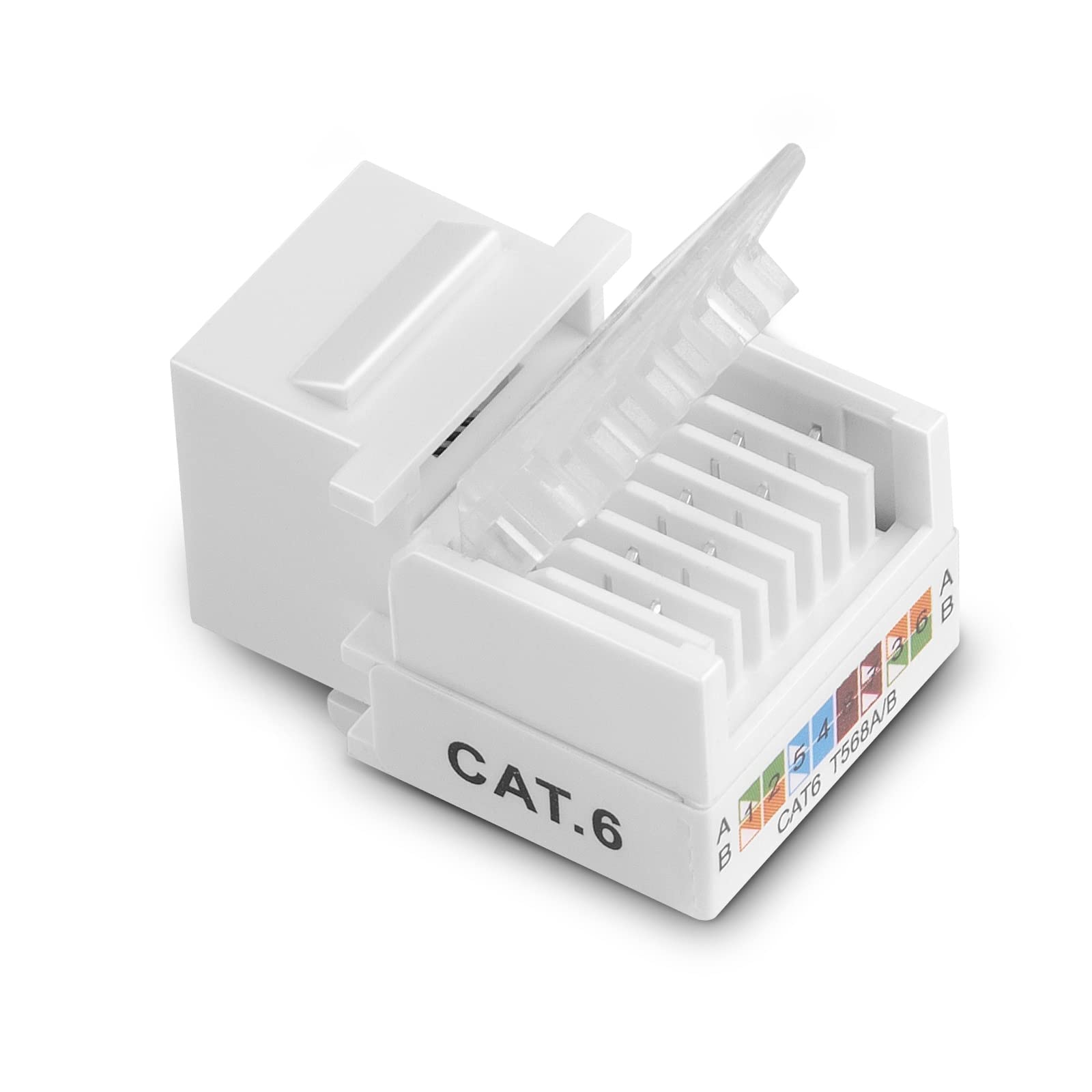 iGreely RJ45 Keystone Jack - 10Pack RJ45 CAT6/CAT5e Tool-Less No Punch Down Tool Required Gold Plated 10 GB Ethernet Cable Patch Panel Wall Plate (White)