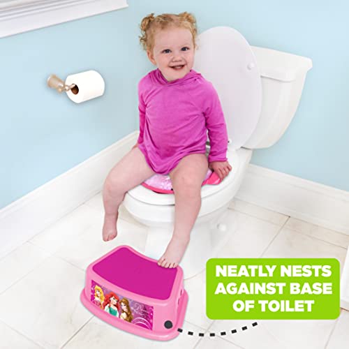 Disney Princess "Royal Debut" Bathroom Step Stool for Kids Using The Toilet and Sink, Pink, 14.5 x 10.25 x 5.25 inches