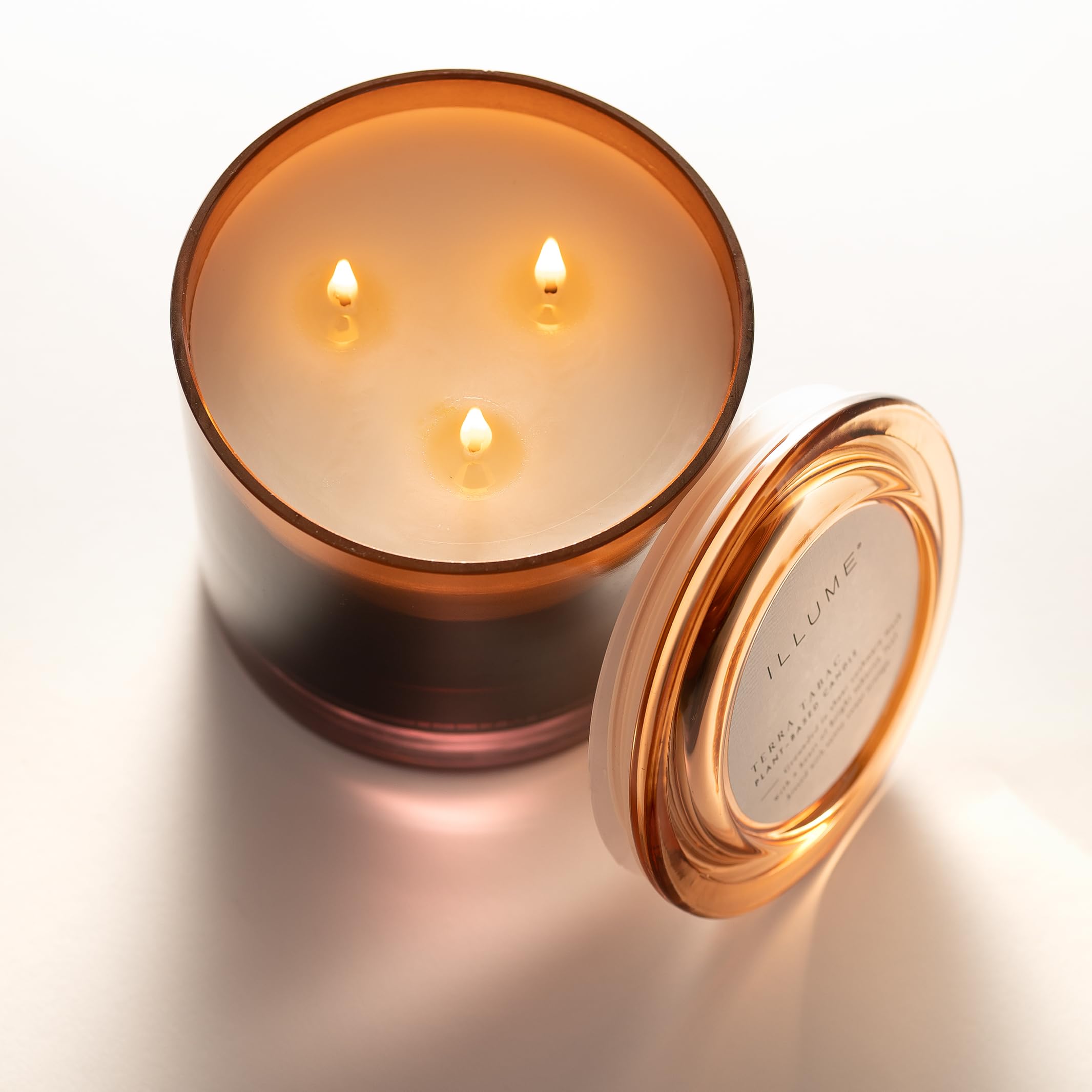 Illume Beautifully Done Essentials Terra Tabac Statement Glass Scented Soy Candle, 6" L x 3" W x 3" H