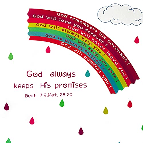 Promises Of God Rainbow Wall Decal Set for Kids - Pink, 85” x 68.5”, 112 Total Stickers - Bible Verses, School Decorations, Classroom, Nursery Decor, Polyvinyl Chloride, Reusable, Waterproof