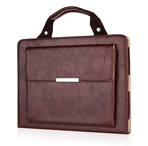 TechCode Case for iPad 9th Generation 10.2, Portable Handbag Wallet Flip Case PU Leather Stand Cover with Handle Pocket Sleeve for iPad 7th/8th /9th Generation 10.2 inch (Brown03)