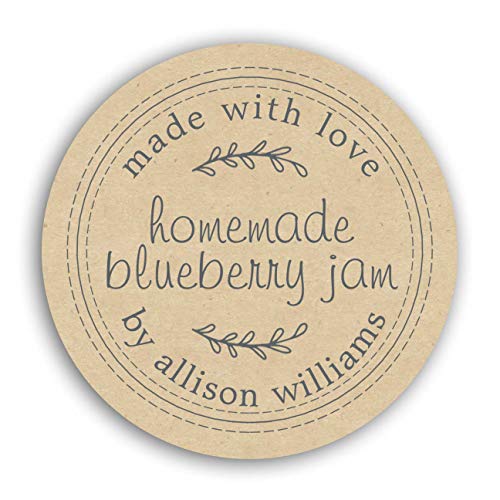 Personalized Customized Labels Tags,Customizable Stickers Rustic Homemade Blueberry Jam Canning Kraft Paper Classic Round Sticker for Business Custom Made Stickers, 100 Stickers2X2"