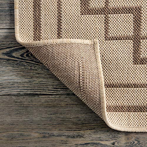 nuLOOM Katalina Simple Border Indoor/Outdoor Area Rug, 8 ft x 10 ft, Beige