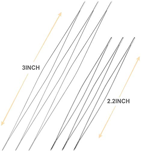 6 Pieces Big Eye Beading Needles with Needle Bottle (2.2 inch, 3 inch)