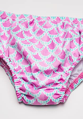 Swim Time Girls' Reusable Swim Diaper UPF 50+ with Side Snaps, Purple Mermaid Print, Medium