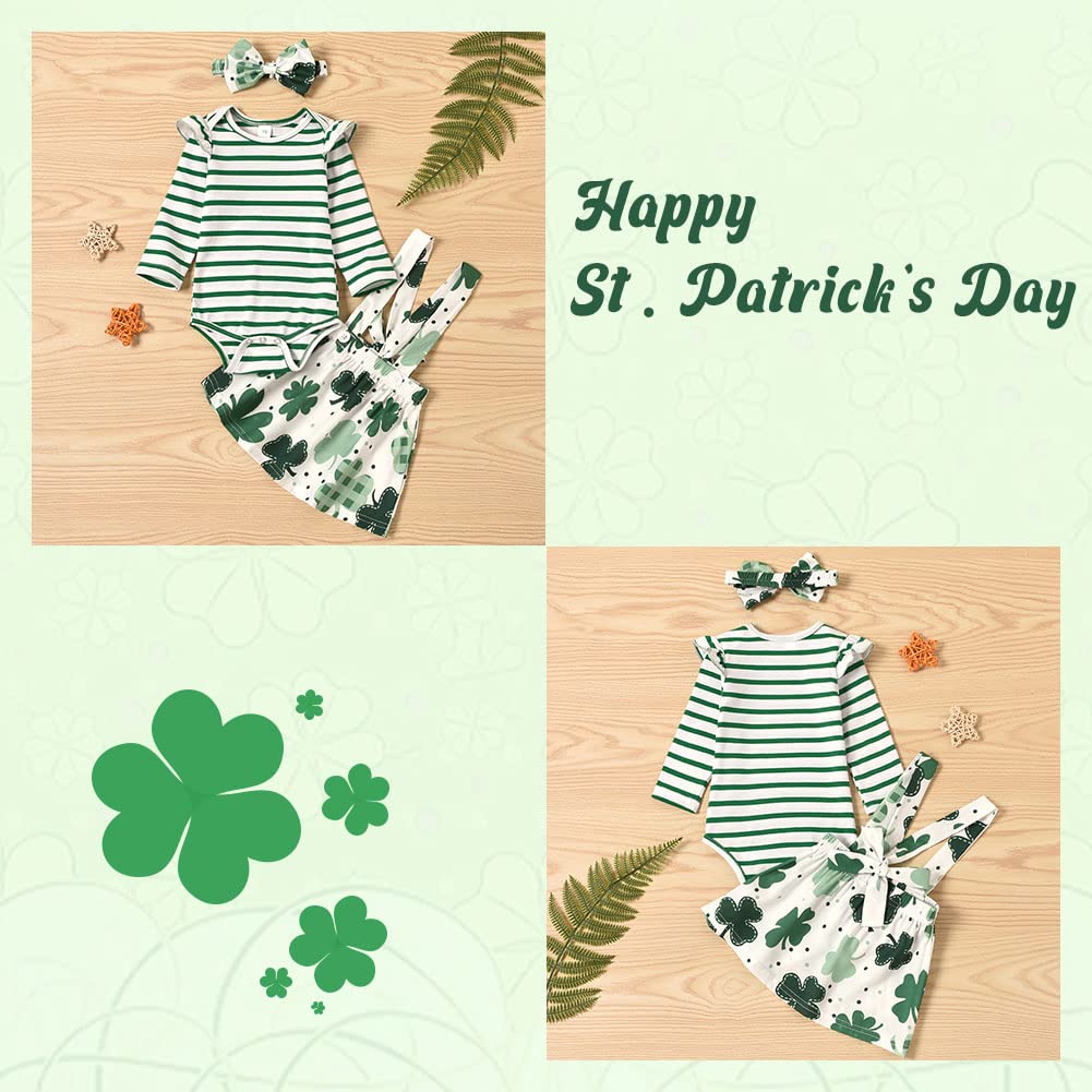 XIFAMNIY Baby Girls Valentine's Day/St.Patrick Day/Easter Day Outfit Newborn 3Pcs Suspender Skirt Set