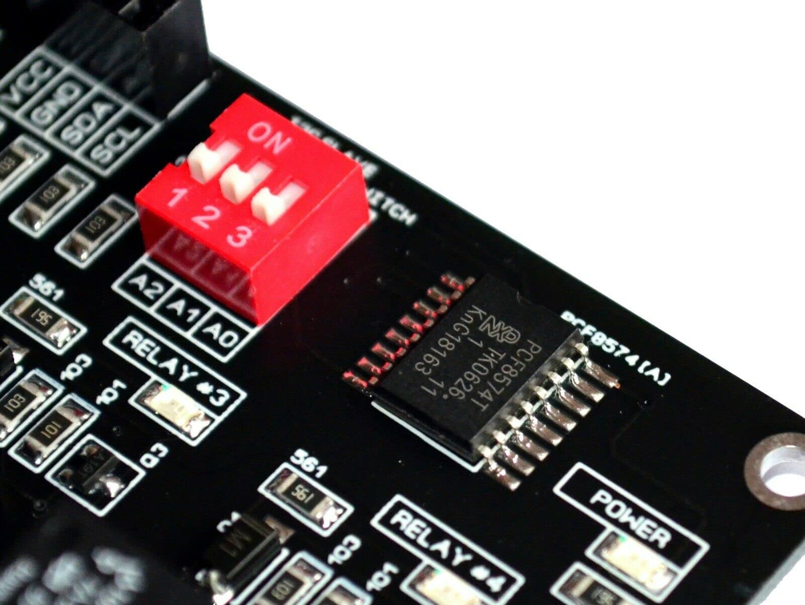 4 Channel I2C Electromagnetic Relay Module Compatible with Arduino, Raspberry and MCU 3.3V 5.0V iot Chip on Boards is Either PCF8574 or PCF8574A