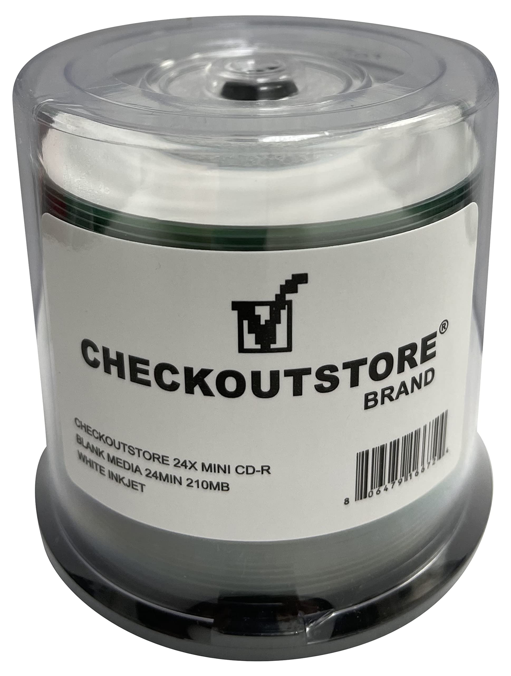 CheckOutStore 24x Mini CD-R Blank Media 24Min 210MB White Inkjet (Pack of 100)