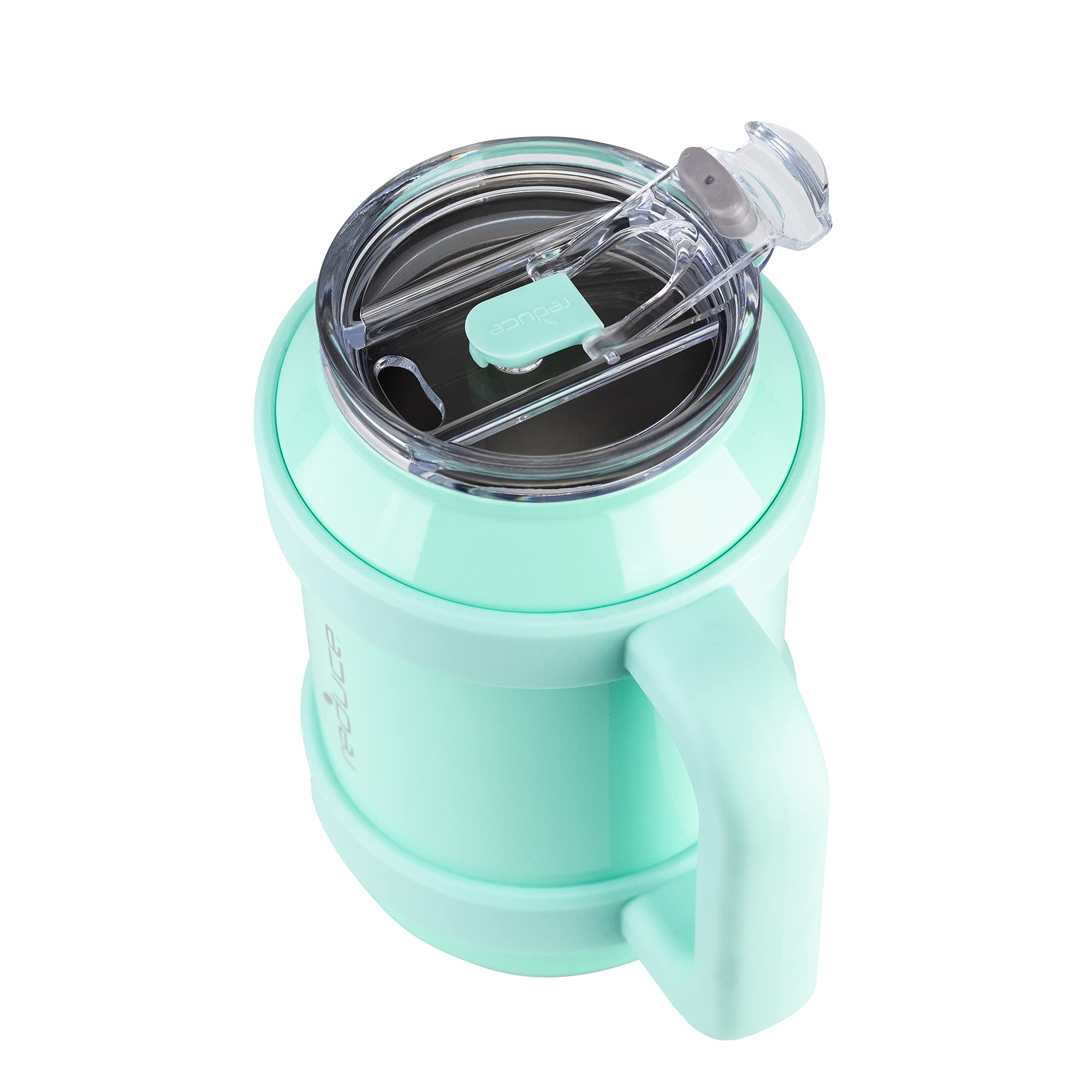 Reduce 32 oz Mug Tumbler, Stainless Steel with Handle - Keeps Drinks Cold up to 30 Hours - Sweat Proof, Dishwasher Safe, BPA Free - Mild Mint, Opaque Gloss