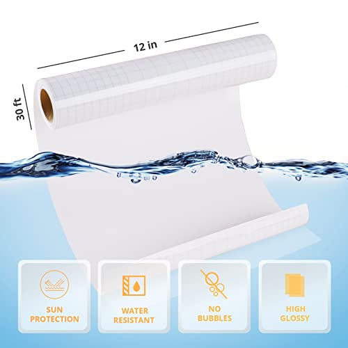 HTVRONT Clear Self-Adhesive Laminating Vinyl Roll-12"x15FT Non Thermal Laminating Film,No Machine Needed Clear Vinyl Laminate for Stickers