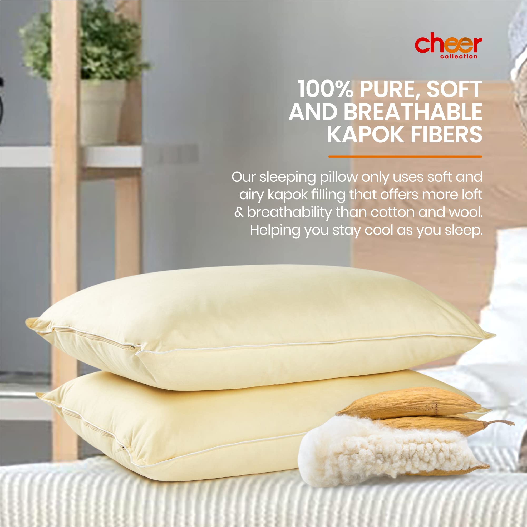 Cheer Collection U Shaped Body Pillow - Down Alternative Full Body Pillow for Side Sleeper, Pregnancy, Neck and Shoulder Support - Zippered Cover