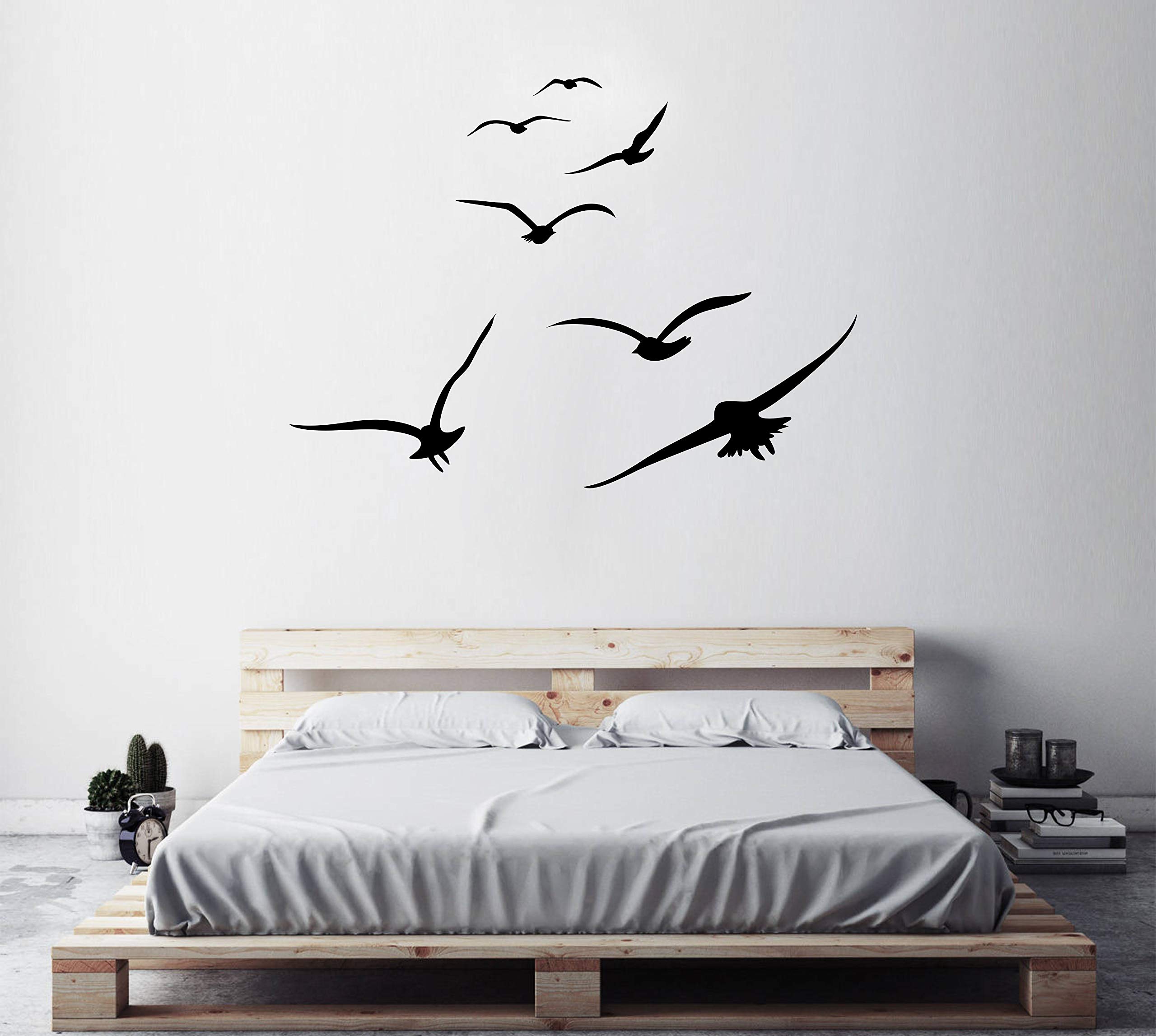 Flying Birds Wall Decals, Birds Vinyl Decals, Dorm Decals, Nursery Wall Decals, Office Decor, Modern Wall Decals for Kids Room Bedroom Living Room, Home Decor Wall Stickers Y20 (Black)