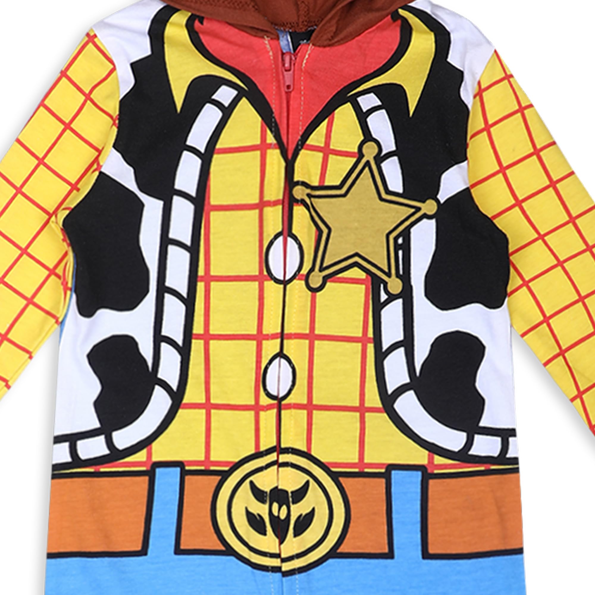 Disney Toy Story Boy's Woody Hooded Coverall Creeper, 100% Cotton, Yellow, Size 24M