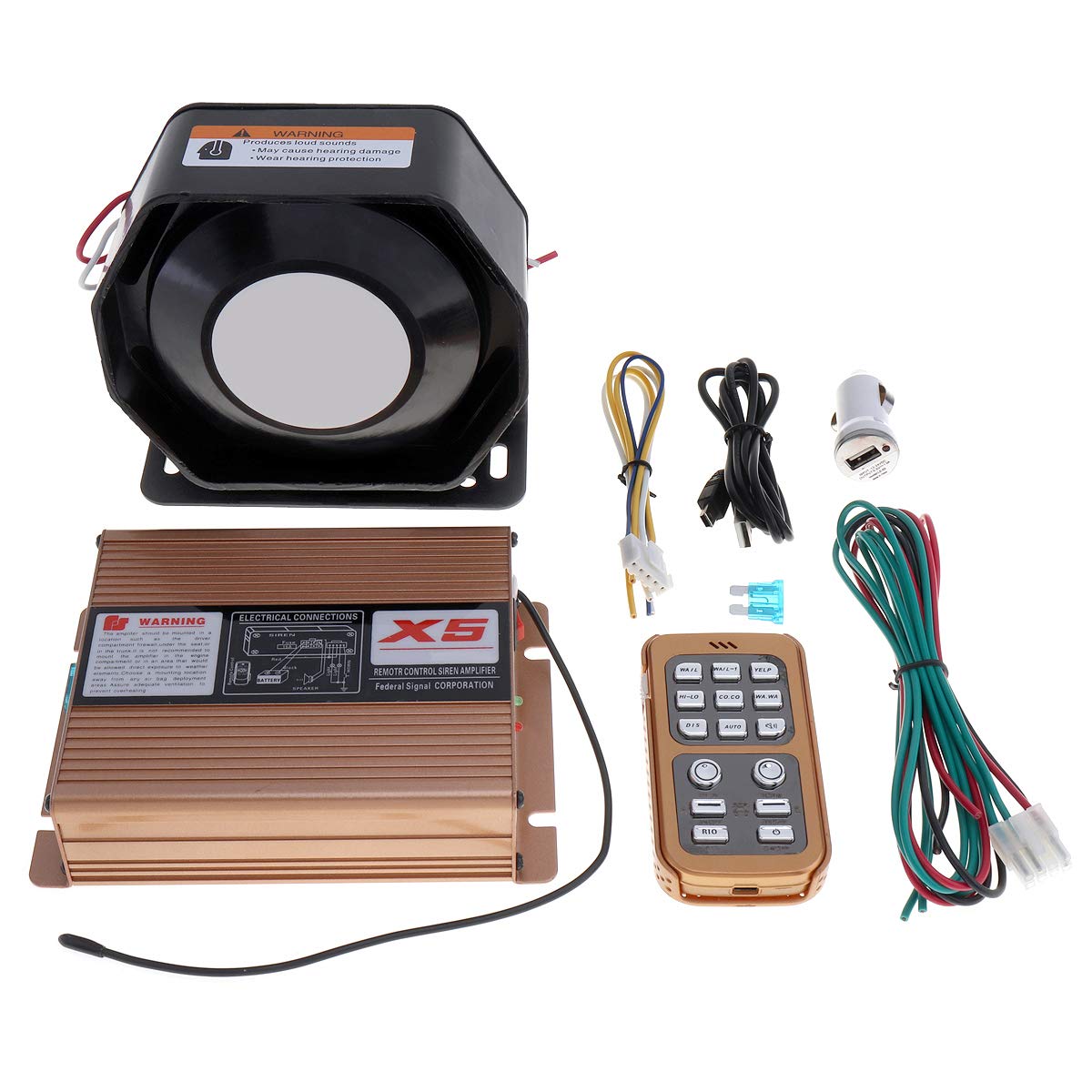 ePathChina DC12V 400W 8 Sound Loud Car Warning Alarm Police Siren Horn Speaker with MIC System and Remote Control